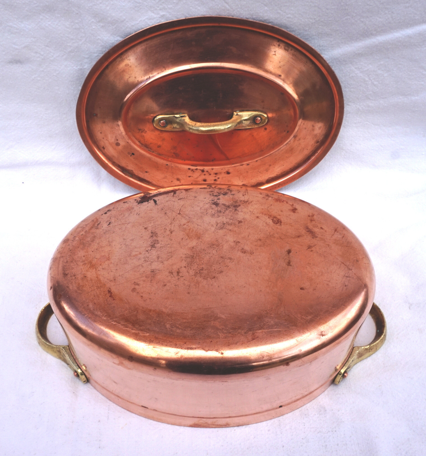 French Cookware Tinned Copper Lidded Cocotte Stew Pot Metaux Ouvres ...