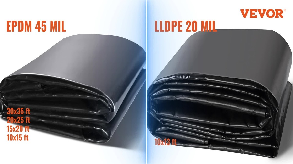 Fish Safe Pond Liner Hoolerry 45 Mil EPDM Rubber Pond Liner - 15x15 Ft ...