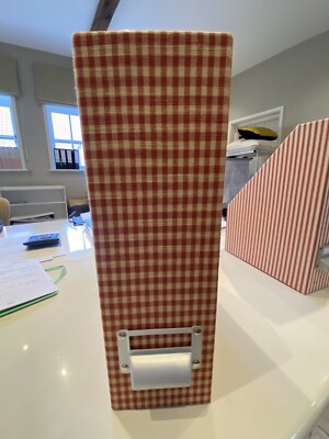 Box File A4 Organiser Red Cream Tiny Check Fabric | eBay UK