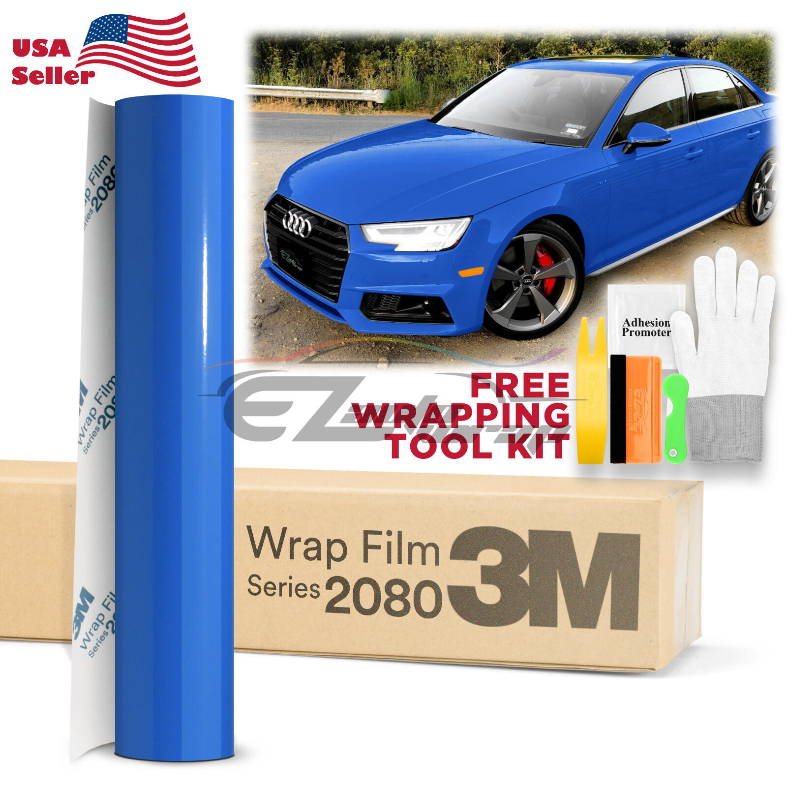 Genuine 3M 2080 G47 Gloss Intense Blue Vinyl Wrap Vehicle Film Decal ...