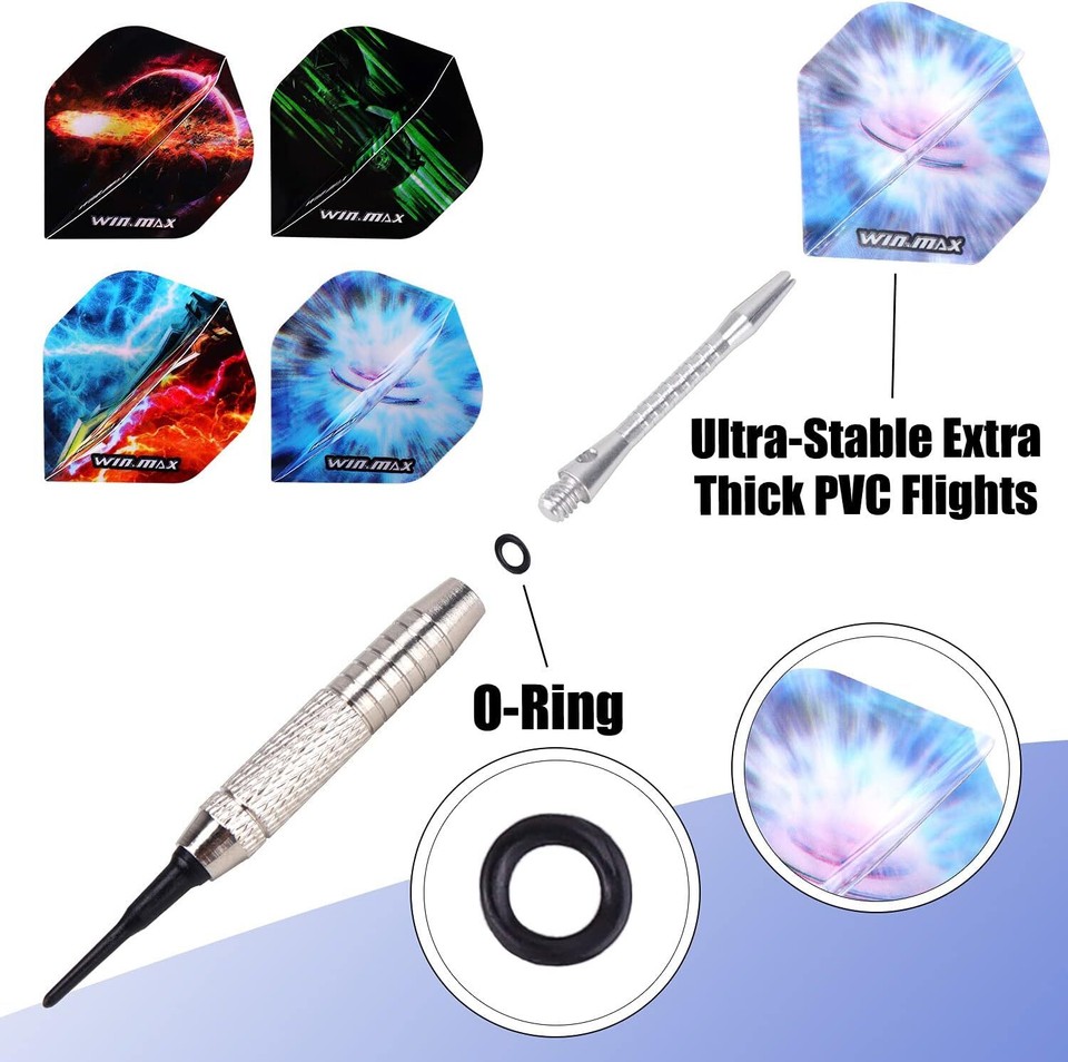 PROFESSIONAL DARTS SOFT TIPS DARTS SET 24 FLIGHTS 100 FREE TIPS SOFT ...