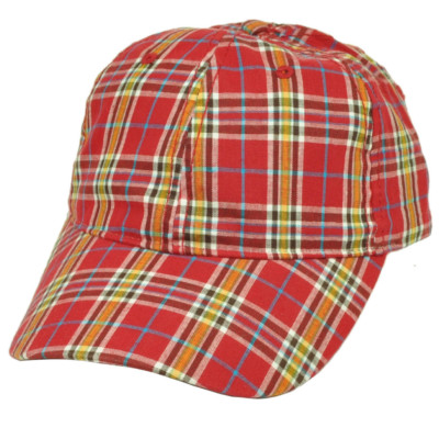 Red Blue Tartan Plaid Pattern Blank Plain Relaxed Hat Cap Curved Bill ...