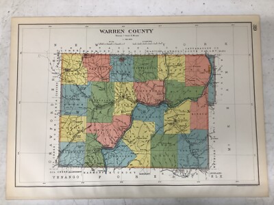 1901 Atlas Map of Warren County, Pennsylvania Hand Colored Joseph ...
