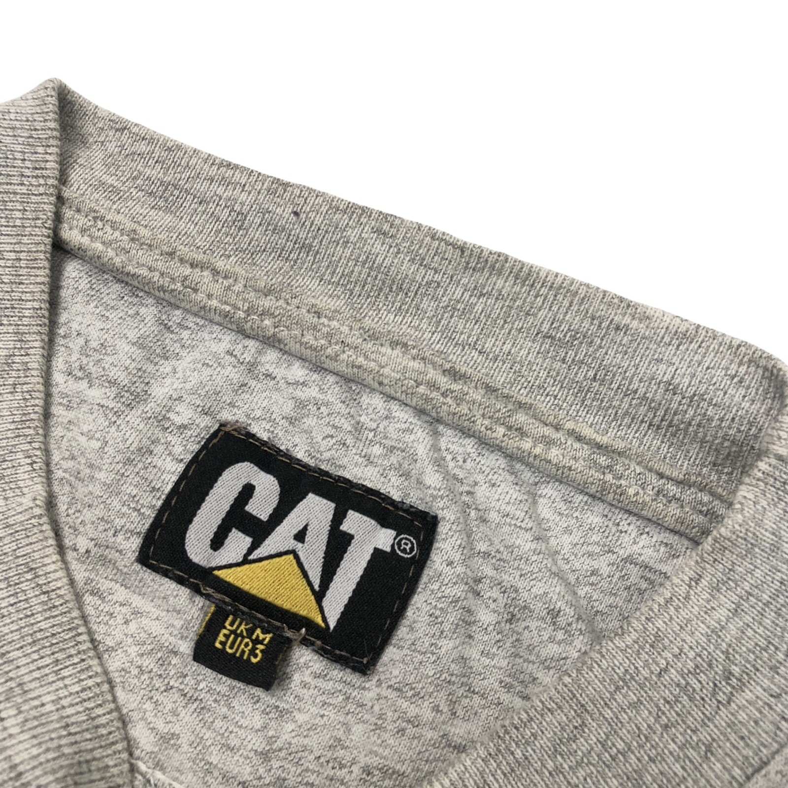 Vintage Caterpillar T-Shirt Grey Embroidered Spellout… - Gem