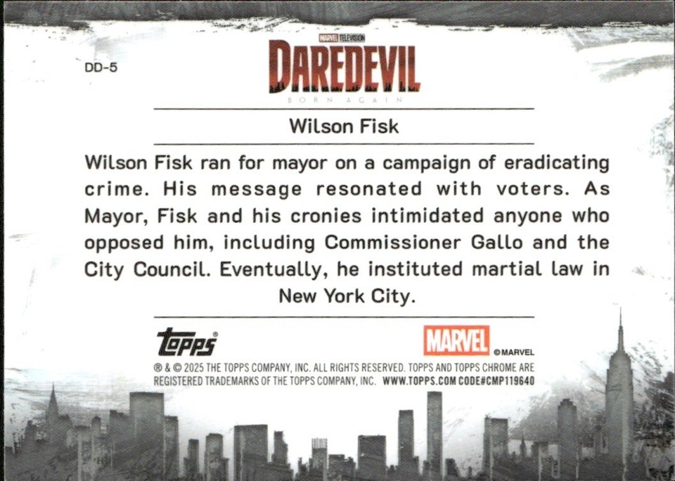 2025 Topps Marvel Chrome Wilson Fisk Daredevil #DD-5 | eBay