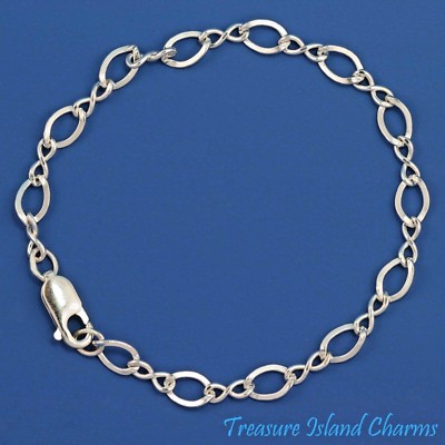 7.5" 5mm Figure 8 Eight Link 925 Solid Sterling Silver Charm Bracelet ...