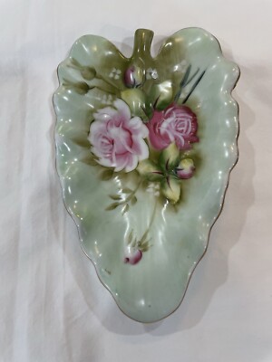 Lefton China - Heritage Leaf - Pink Rose - Hand Painted - Leaf Dish ...