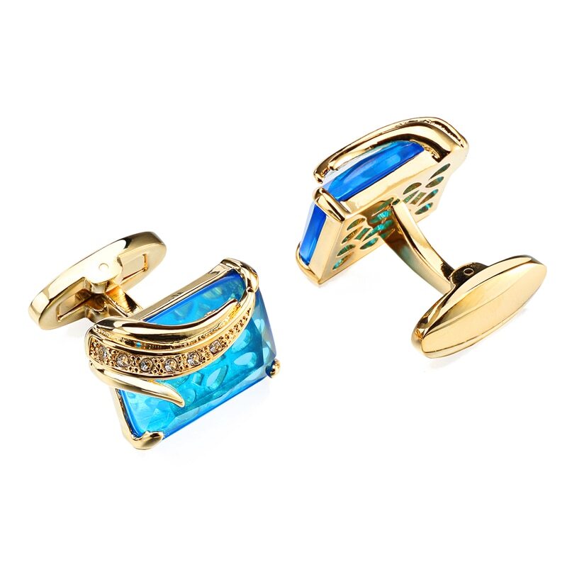 Blue Cufflinks for Men Square Crystal Cufflinks Shirt Cuff Links ...
