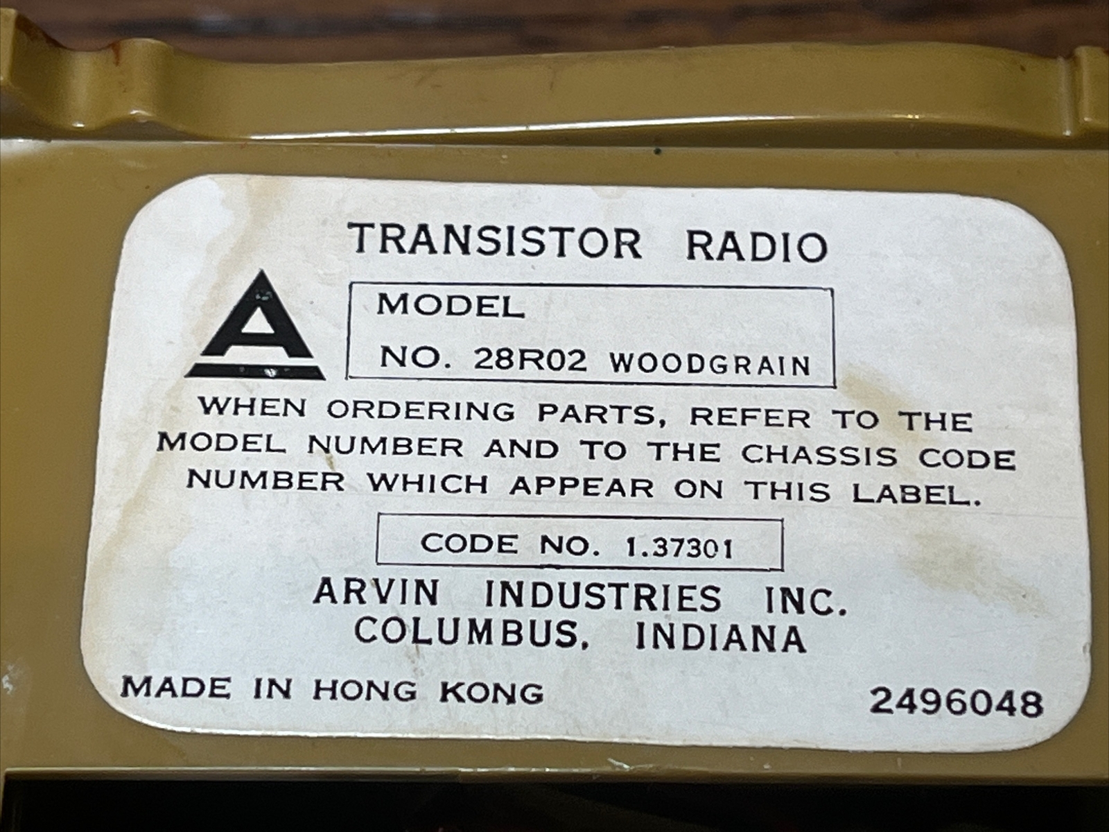 Vintage Arvin Toy Transistor Radio 28R02 Record Player Cabinet Columbus ...