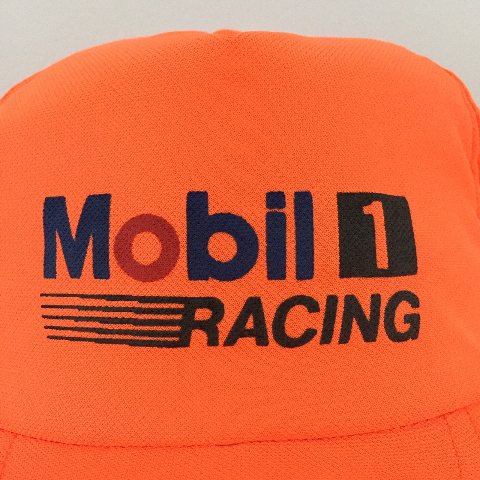 Vtg Mobil 1 Racing Cap Logo Nascar Neon Orange Snap B… - Gem
