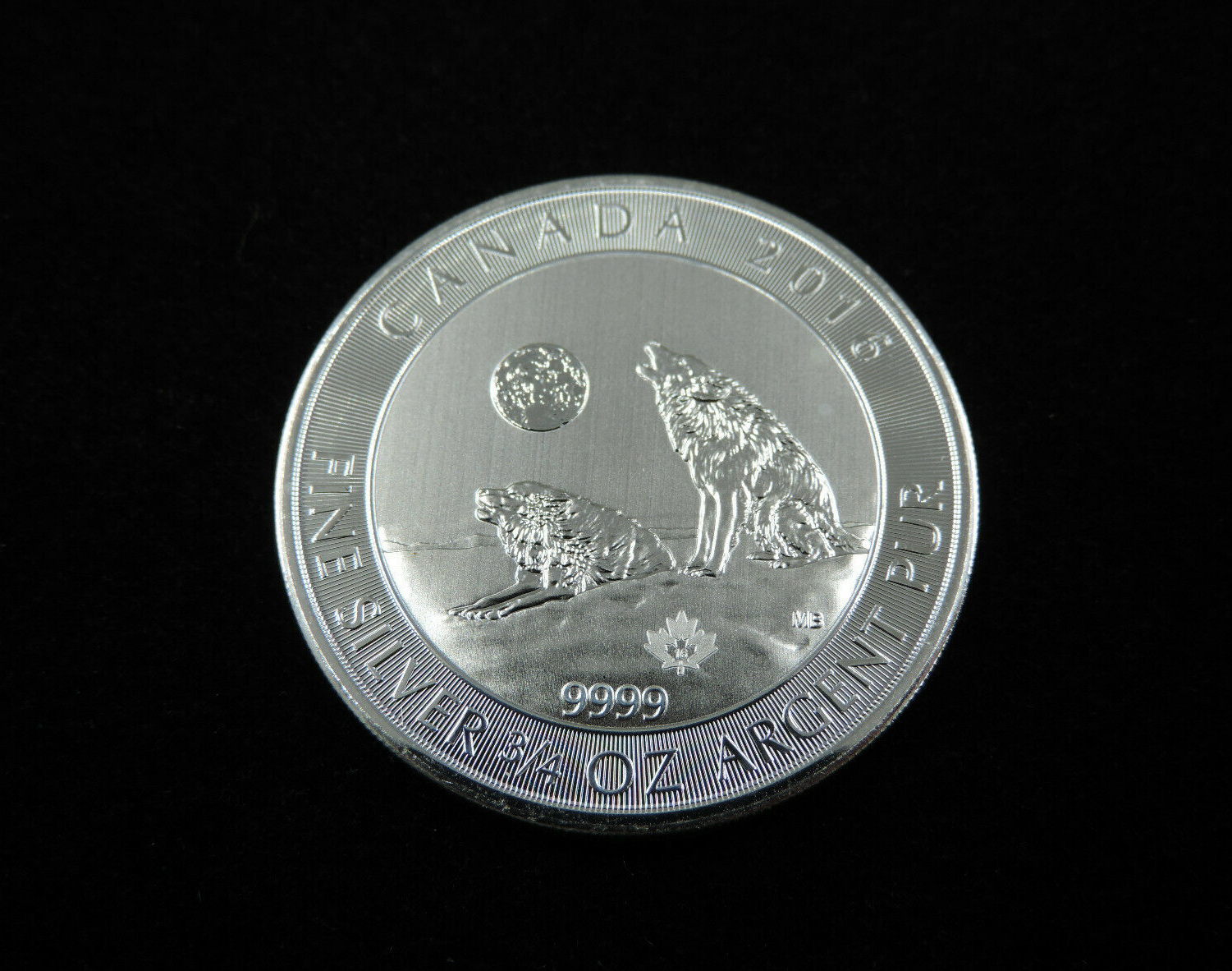 2016 $2 Fine 3/4 tr oz Silver Coin Canada Howling Wolves 9999 Fine Ag ...