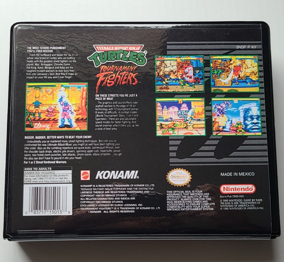 Teenage Mutant Ninja Turtles Tournament Fighters CASE Super Nintendo ...