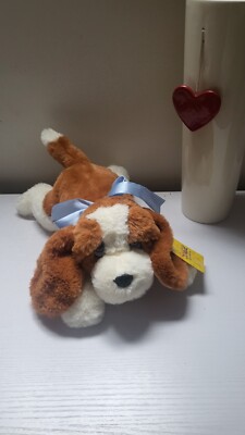 SUNKID Cute Puppy Dog Soft Plush Toy Blue Ribbon 12" Long A1 | eBay UK