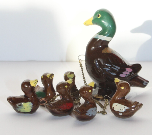 Vintage Redware Wales Japan Ceramic Mallard Mamma Duck & Ducklings on ...