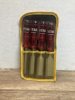 Vintage Stag Chisel Set of 4 by Buck Bros. 1", 3/4", 1/2", 1/4" | eBay