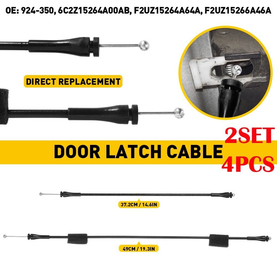 4PC Right Cargo Door Upper Lower Latch Release Cables Fit 1992-14 Ford ...