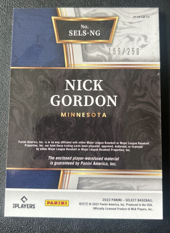 2022 Select Select Swatches #14 Nick Gordon Minnesota Twins /250 | eBay