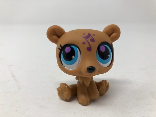 Littlest Pet Shop Brown Teddy Bear Purple Music Note #2881 Blue Eyes ...