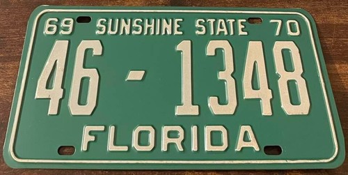 1969 1970 Florida License Plate 46-1348 Jefferson County Monticello ...