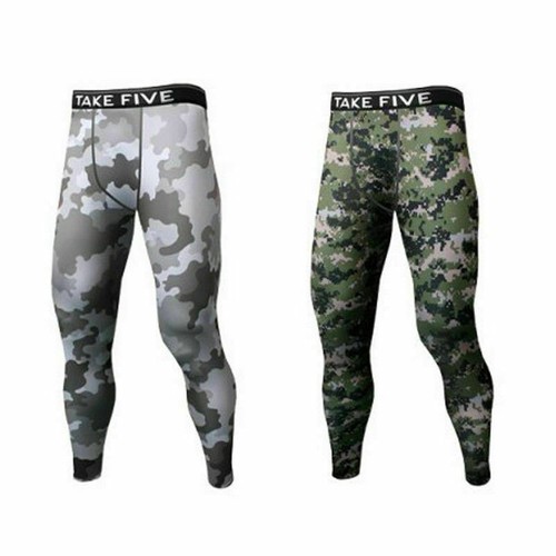 Take Five Mens Camo Skin Tight Compression Layer Running Pants Leggings ...