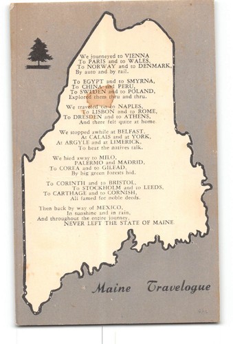 Maine ME Postcard 1948 Maine Travelogue Poem Maine Map | eBay