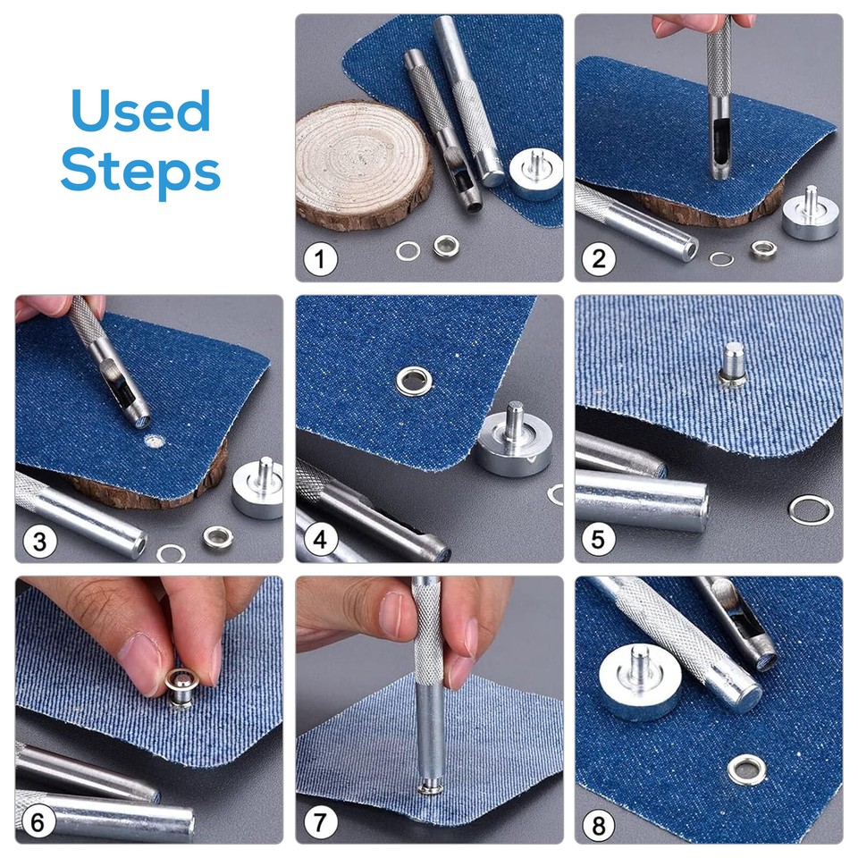 600 Set Grommet Kit Eyelet Leather Craft Fabric Canvas Hole Punch Tools ...