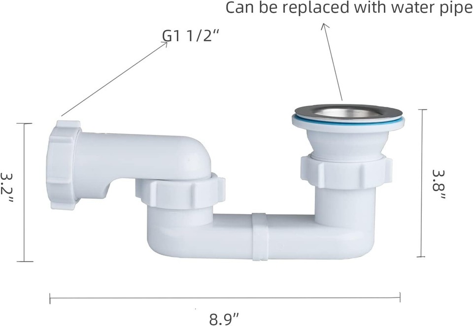 Bath Shower Drain Low Profile p Trap 1 1/2" Bath Flat Trap Kit for ...