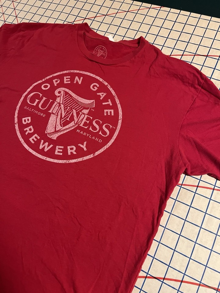 NEW Guinness Open Gate Brewery Logo Red T-Shirt LARGE Beer Lager ...