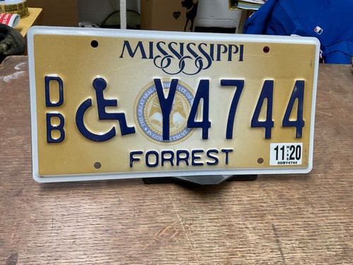 License Plate DB Y4744 Wheelchair Forrest Mississippi 2020 Rustic $6 ...