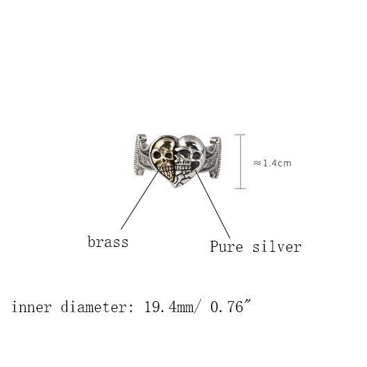 New1 PC Silver Brass Open Skull Finger Ring Adjustable Men Women Skull ...