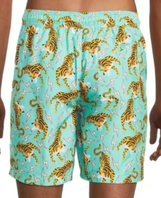 Men's Tiger Swim Trunks 3XL (48-50) Big & Tall No Boundaries Teal Sun ...