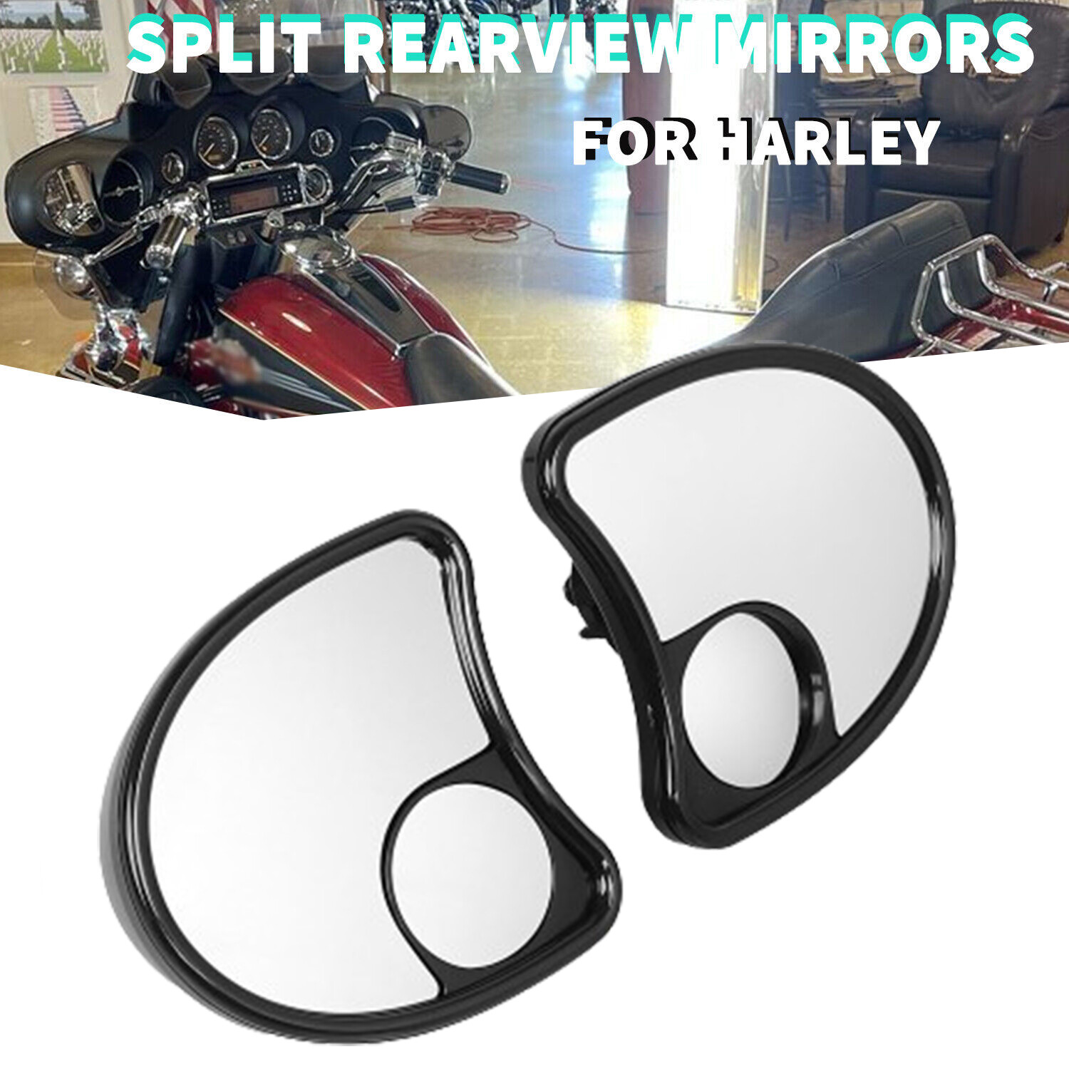 Black Batwing Fairing Mount Mirror For Harley Street CVO Tri Electra ...