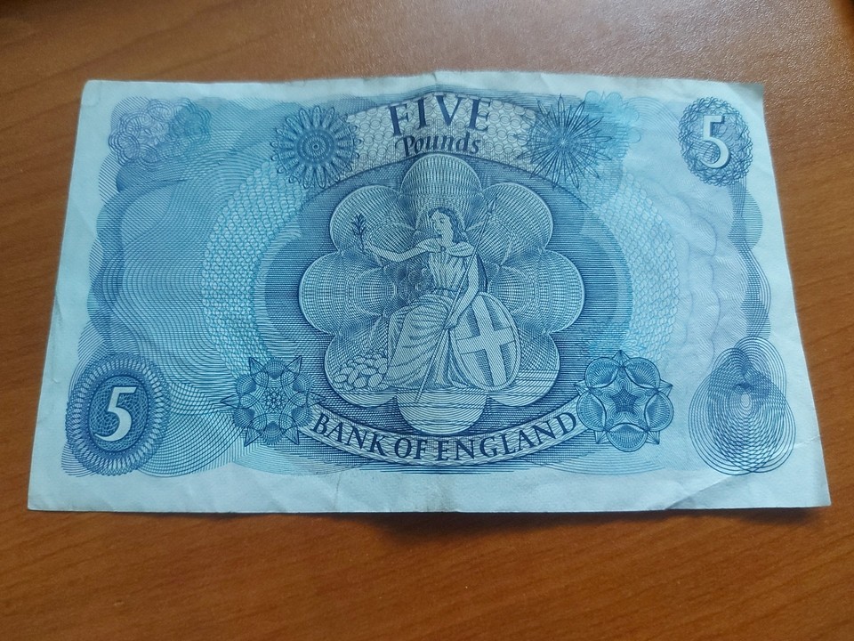 Great Britain 5 Pounds Bill 1970-71 Page United Kingdom Fiver Vintage ...