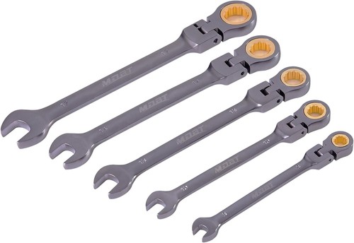 5PCS Flex Head Reversible Ratcheting Anti Slip Speed Wrench Combination ...