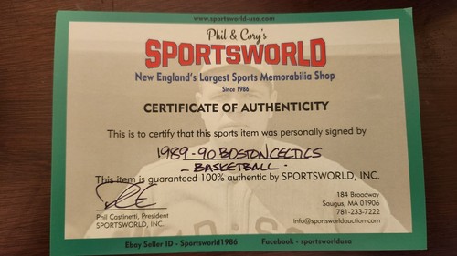 1989-90 Boston Celtics Team Signed Basketball Larry Bird, Reggie Lewis ...
