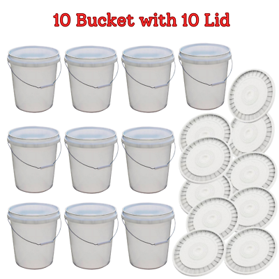 10 Gallon Bucket With Lid Thunder Group PLTC010W, 10 Gallon
