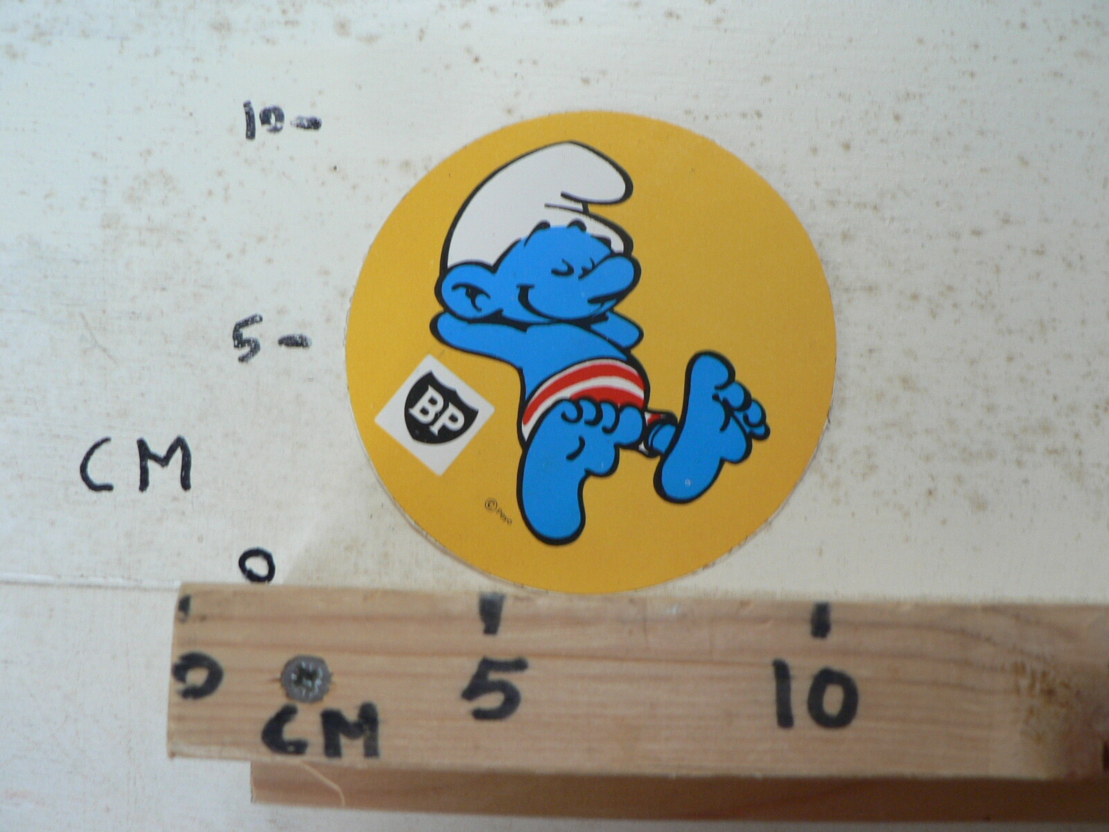 STICKER,DECAL BP SLEEPING SMURF YELLOW,SMURFS,SCHLUMPHE,LES SCHROUMPFS ...