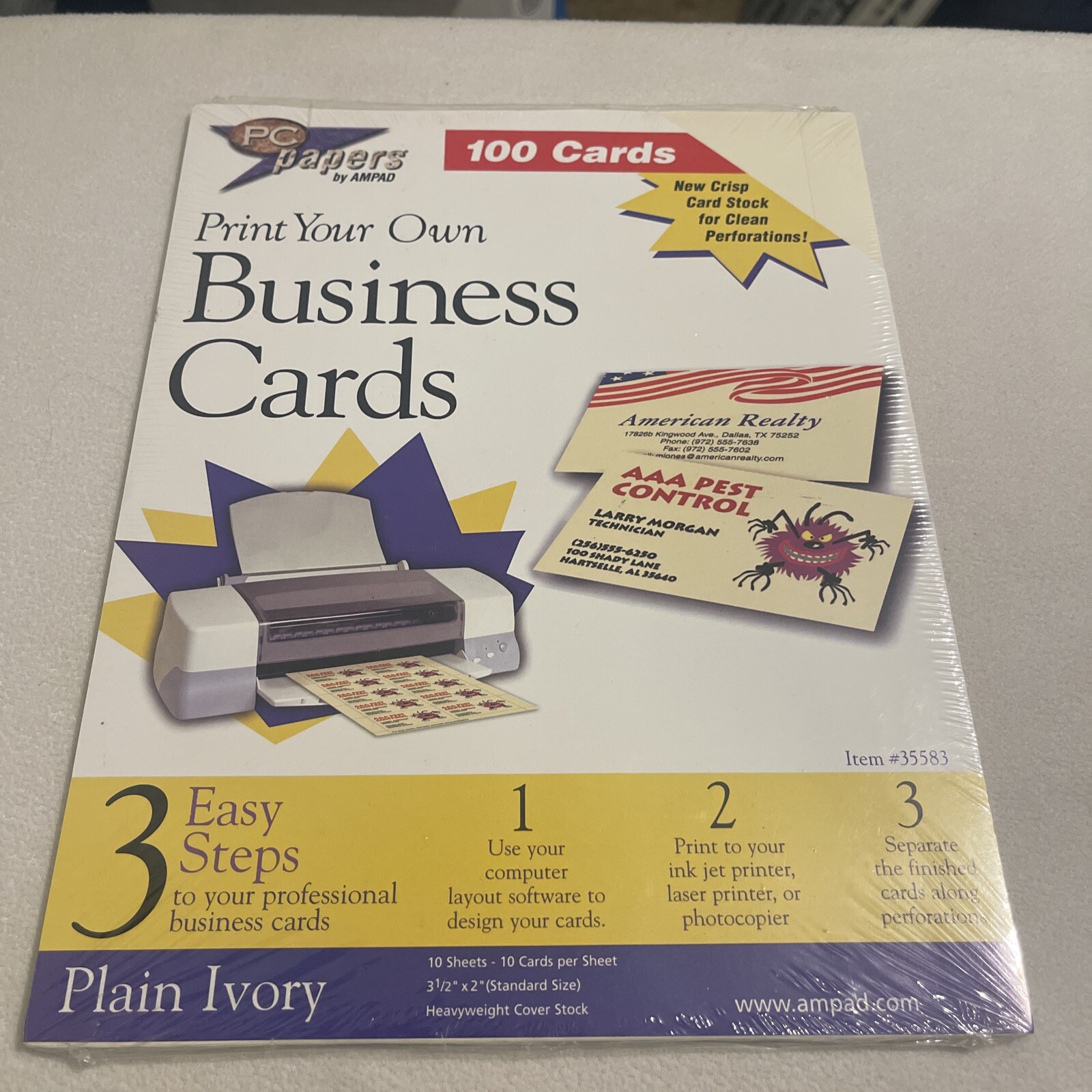 Print Your Own Business Cards - PC Papers by Ampad Plain Ivory100 Ct ...