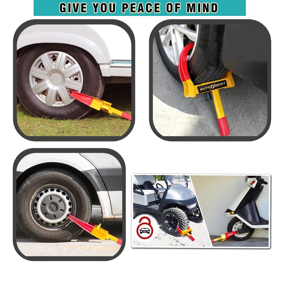 2Pc Adjustable Wheel Clamp Tire Lock Car Security ATV Boat Anti Theft ...