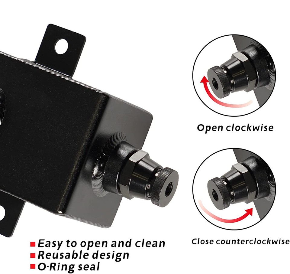1L Oil Catch Can Reservoir Tank Breather Filter Baffled+10AN Fuel Line ...