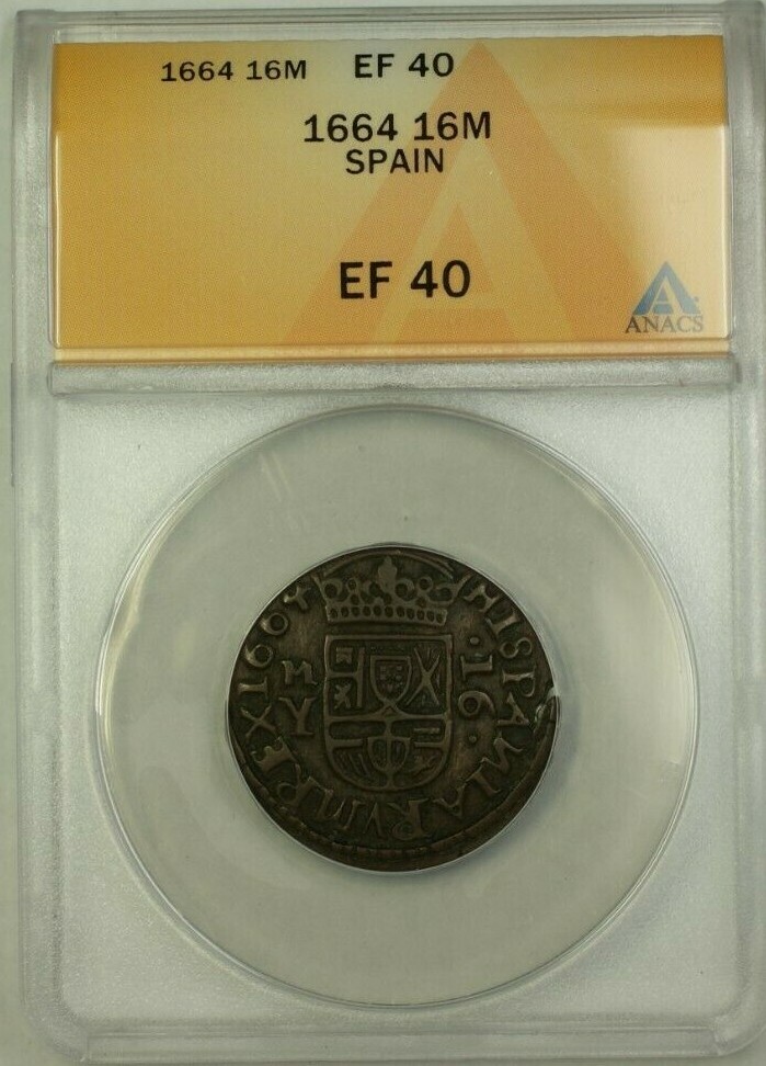 1664 Spain 16 Maravedis Coin ANACS EF 40 | eBay