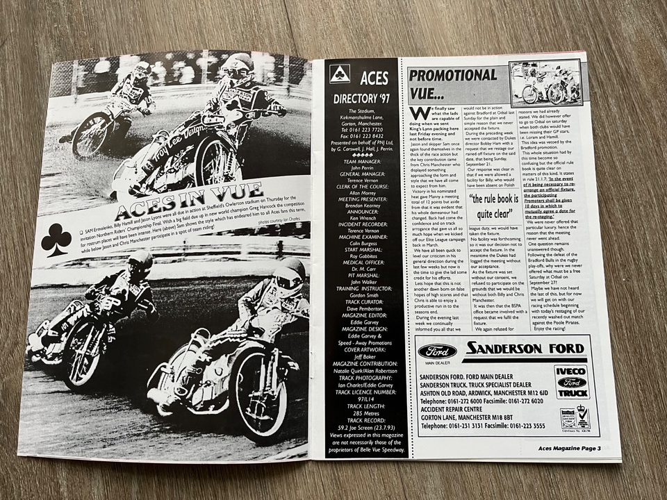 belle vue aces speedway programme 28th sept 1997 v poole pirates | eBay UK