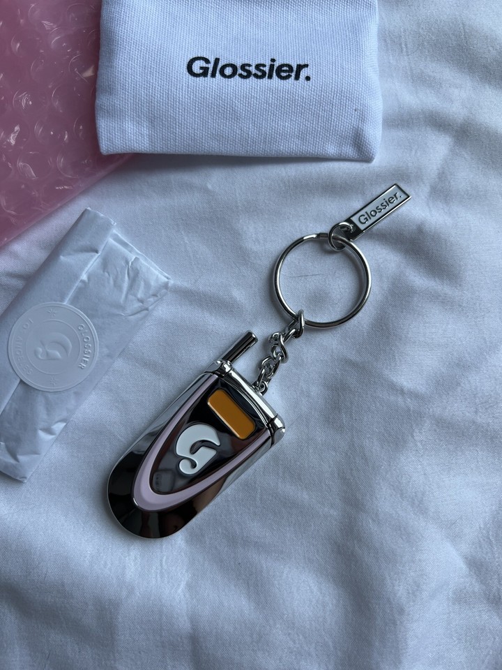 Limited edition Glossier LA Keychain Exclusive Flip Phone Bag Charm ...