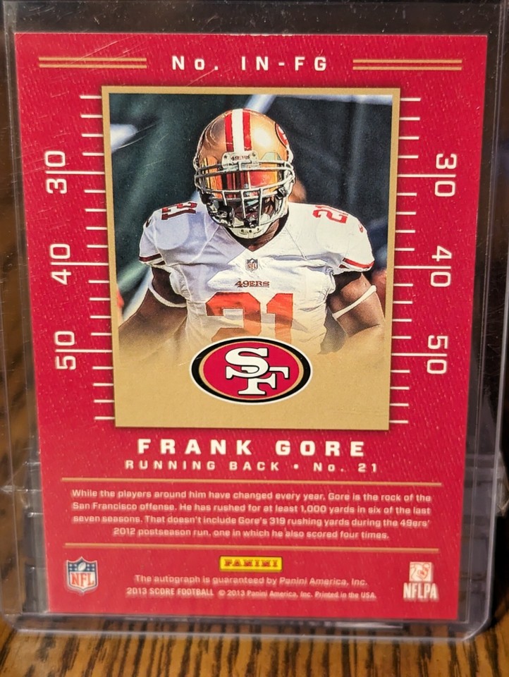 2013 Score Frank Gore Inscriptions Autograph | eBay