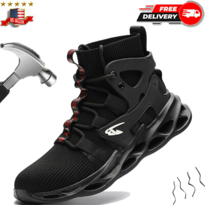 Work Boot Mens Steel Toe Shoes Safety Shoes Non-Slip Cushioned Outdoor ...