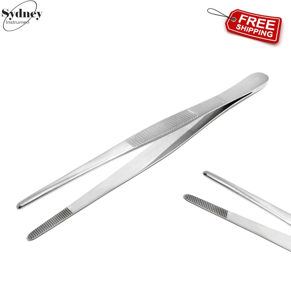 Dental Cotton Dressing Tweezers Surgical Tissue Forceps Serrated Tip ...