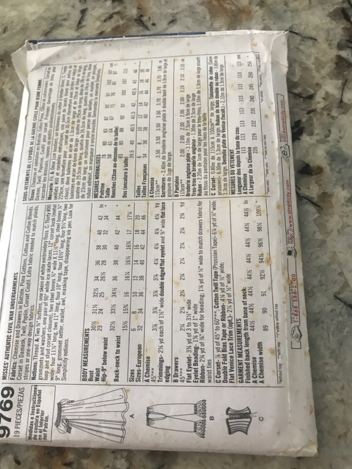 Simplicity 9769 Fashion Historian pattern. sz 6-12 Chemise,Drawers ...