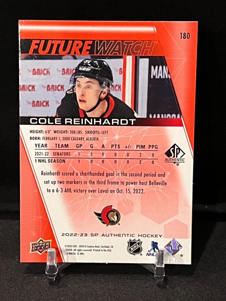 2022-23 SP Authentic Future Watch Red Cole Reinhardt Rookie #180 | eBay