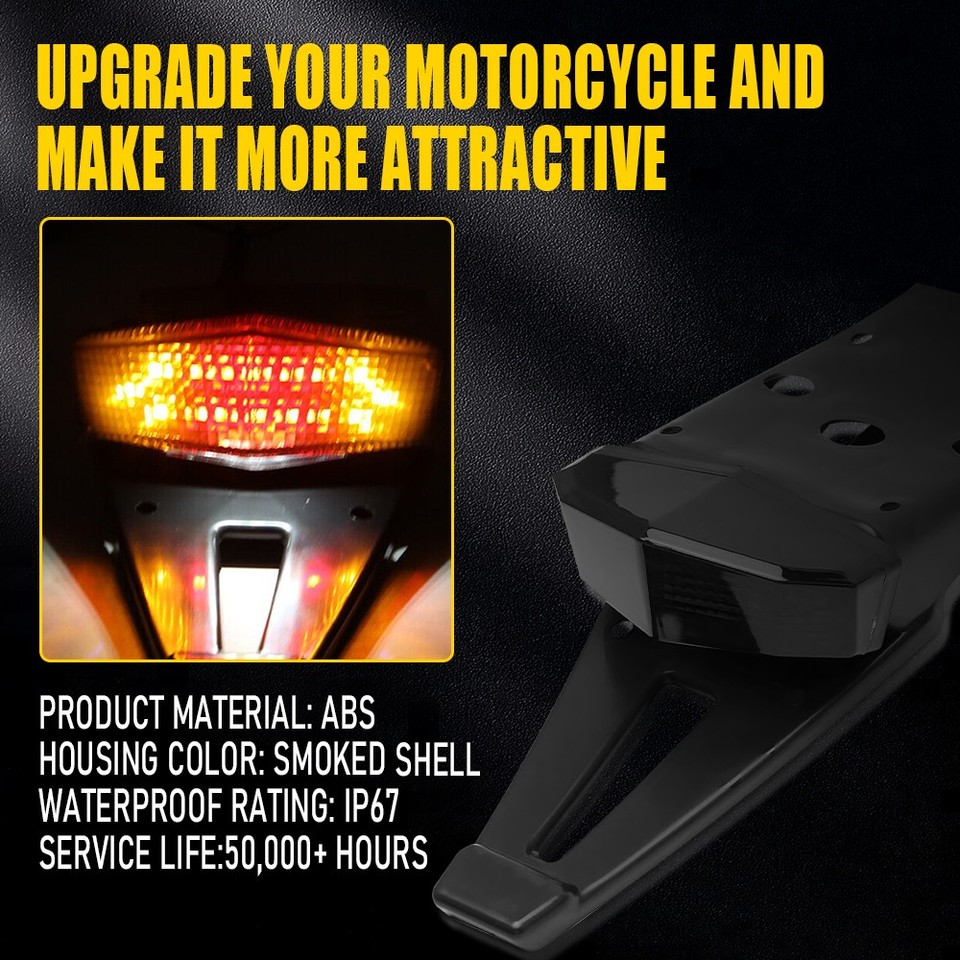 Universal Motorcycle LED Light Rear Fender Brake Tail Light Dual Sport ...