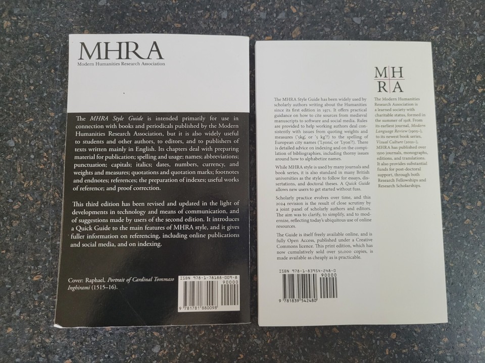 2 x MHRA Style Guide , 3rd 2013 & 4th Edition 2024 | eBay